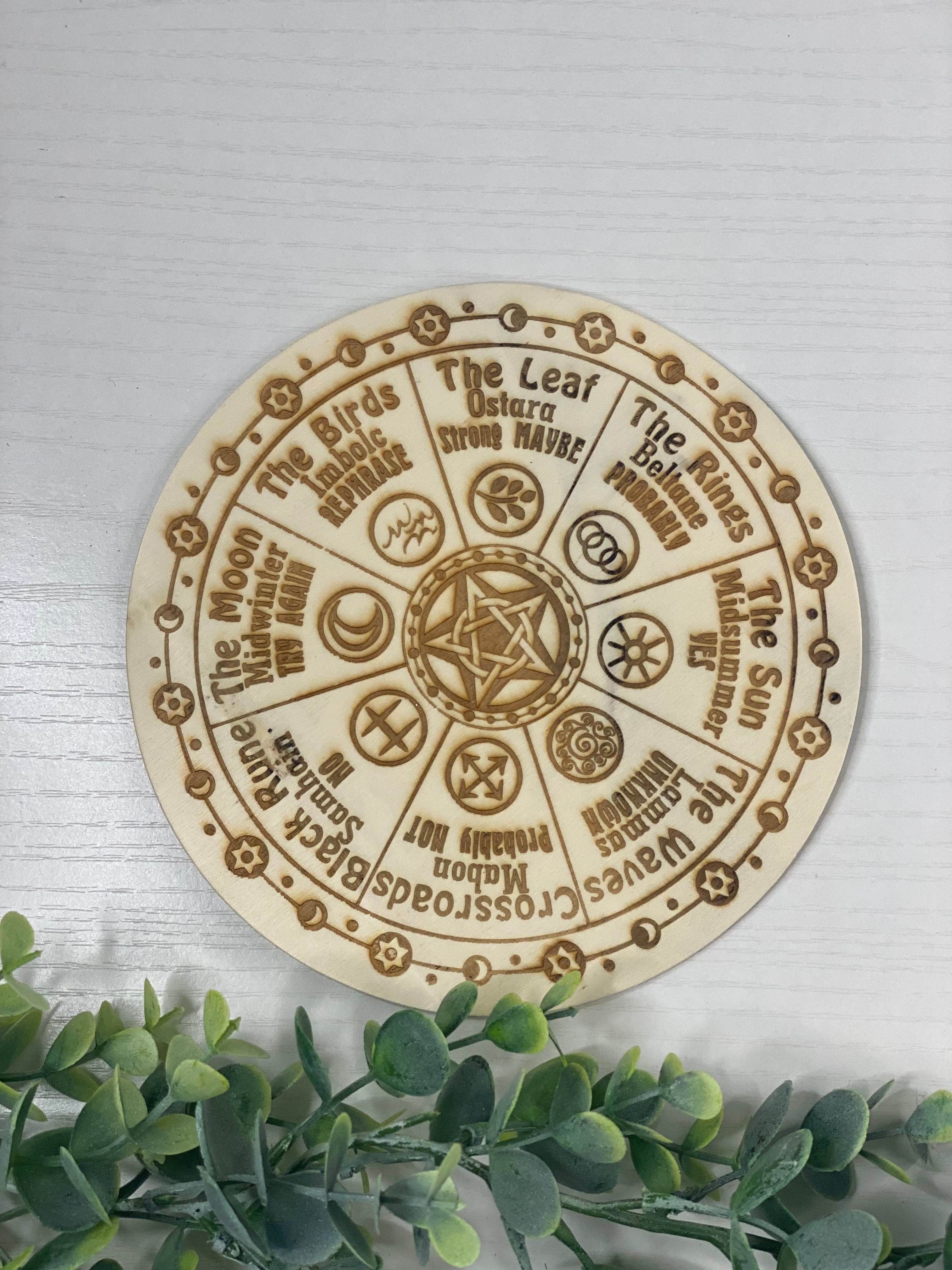 Wheel of the Year Witch Rune Pendulum Board | The Knotted Ravens
